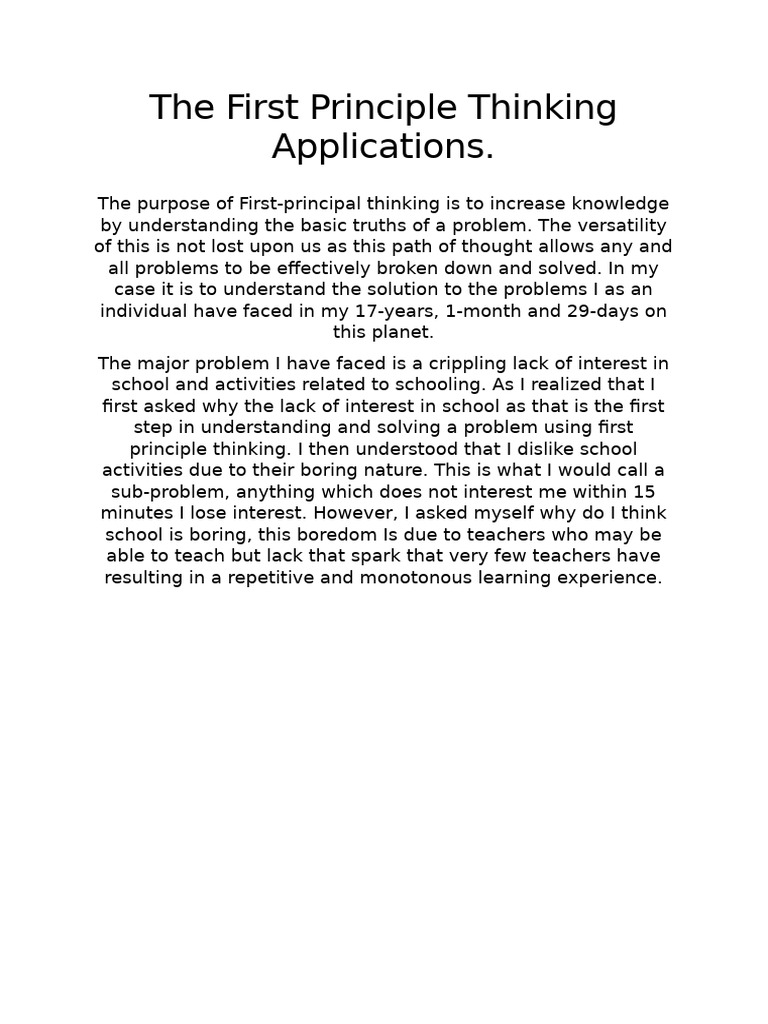 The First Principle Thinking Applications | PDF | Self-Improvement