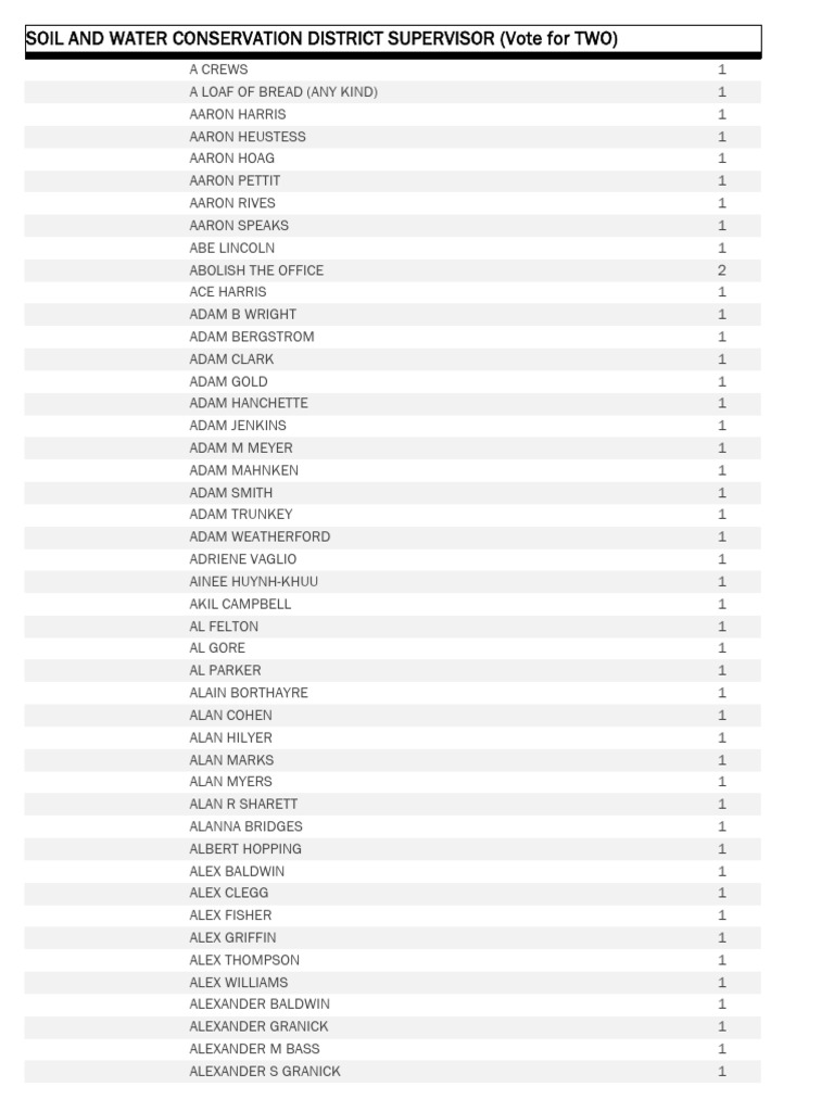 Full List of Wake Write-In Votes | PDF