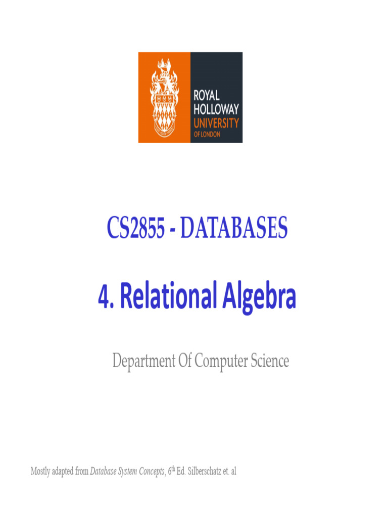 4 RelationalAlgebra | PDF | Relational Model | Sql