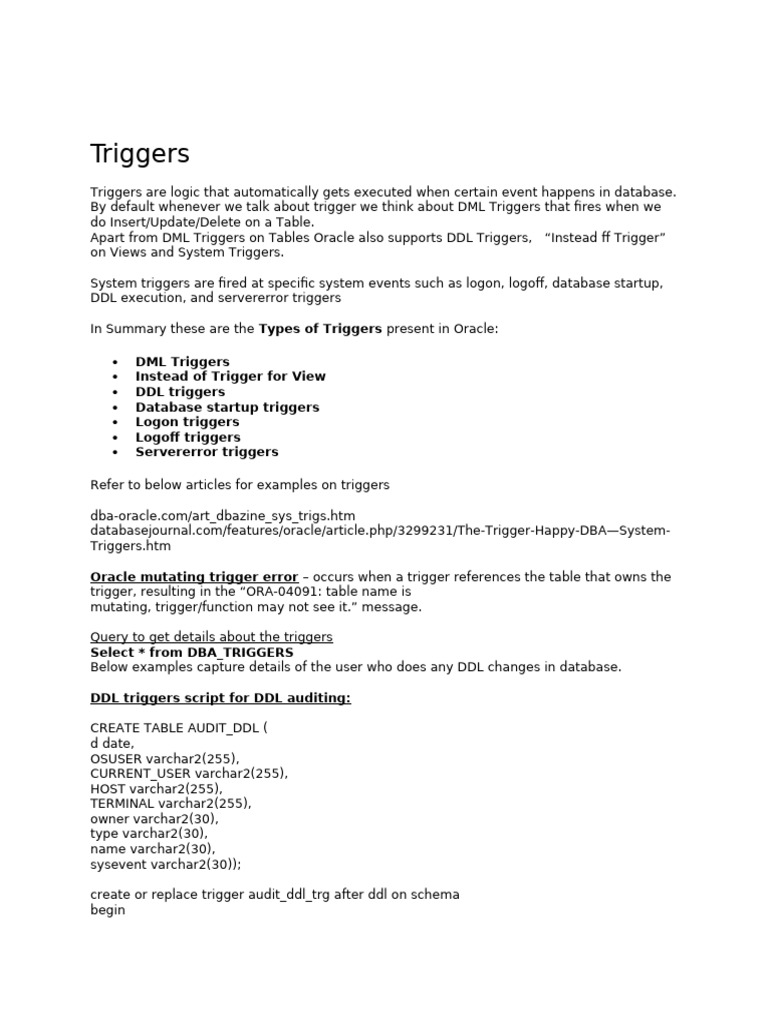 Triggers | PDF | Computer Data | Data