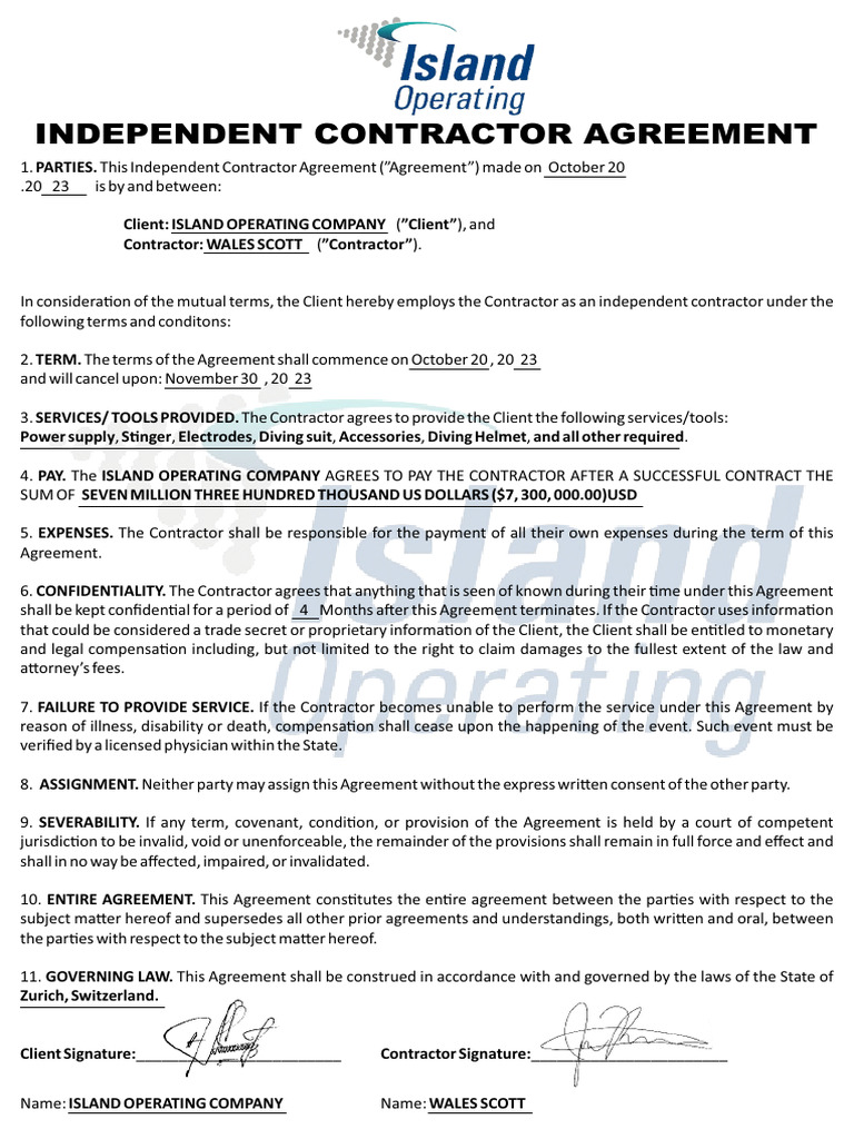 Island Operating Company Agreement Order by Court 201023 | PDF ...