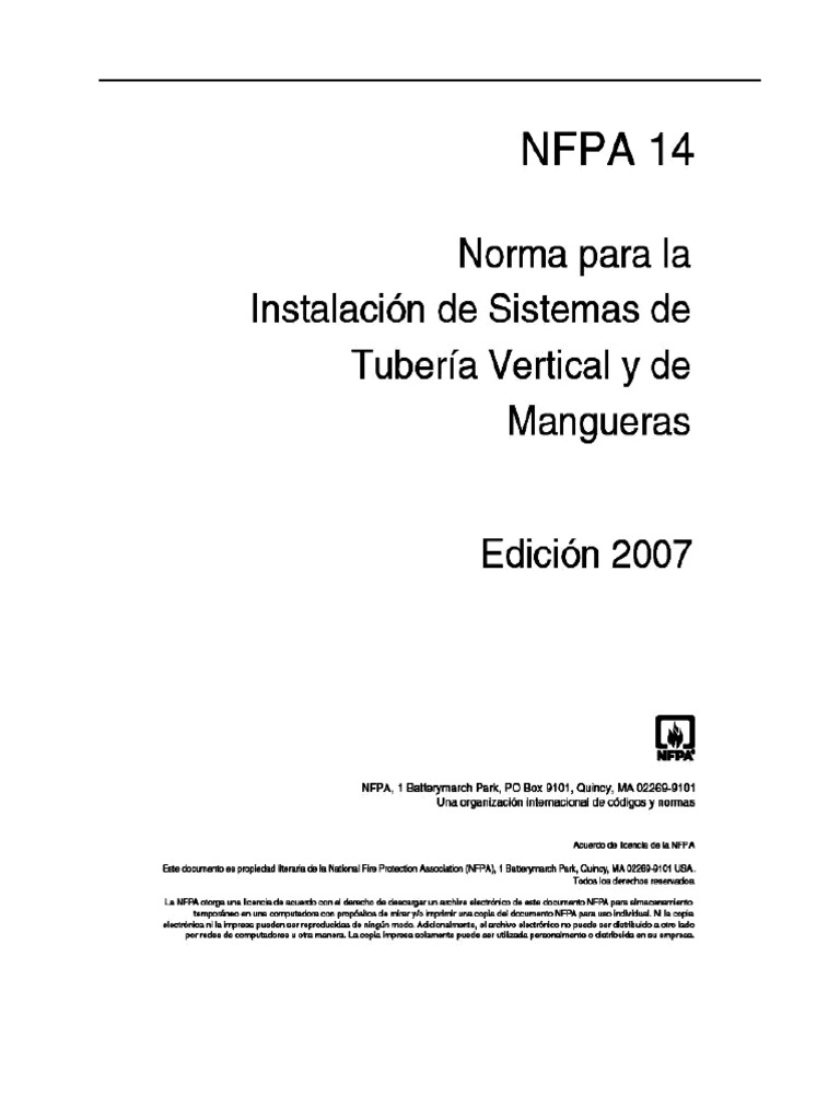 Nfpa 14 2007 | PDF