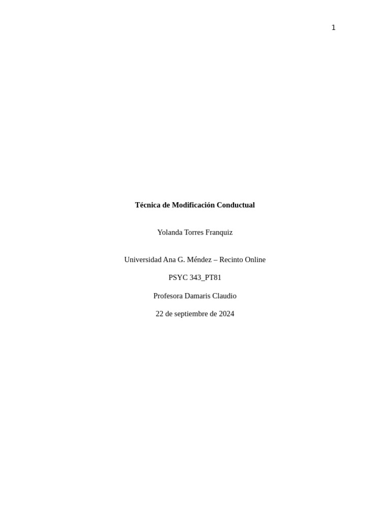 PSYC 343 M5 Técnica de Modificación Conductual | PDF | Modificación de ...