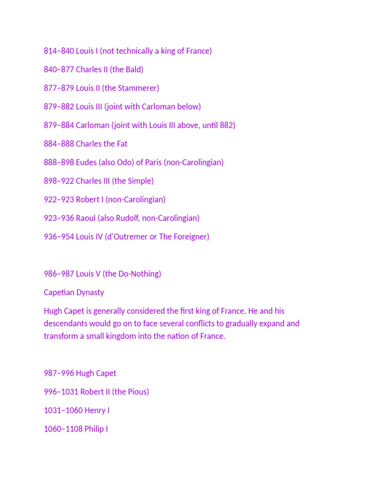 French Monarchs Timeline | PDF