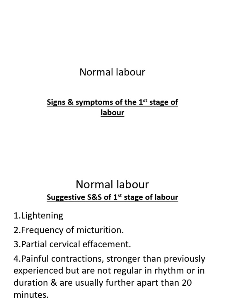 Signs & Symptoms of First Stage of Labour | PDF