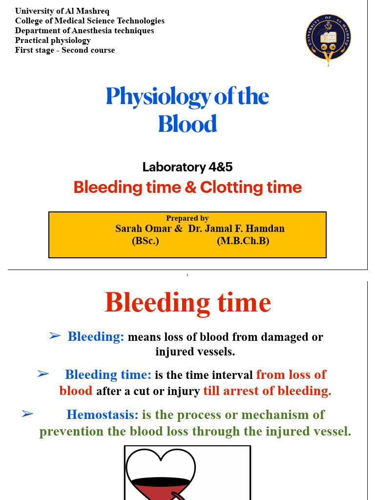 Lab.4&5 Bleeding and Clotting Time | PDF | Bleeding | Coagulation