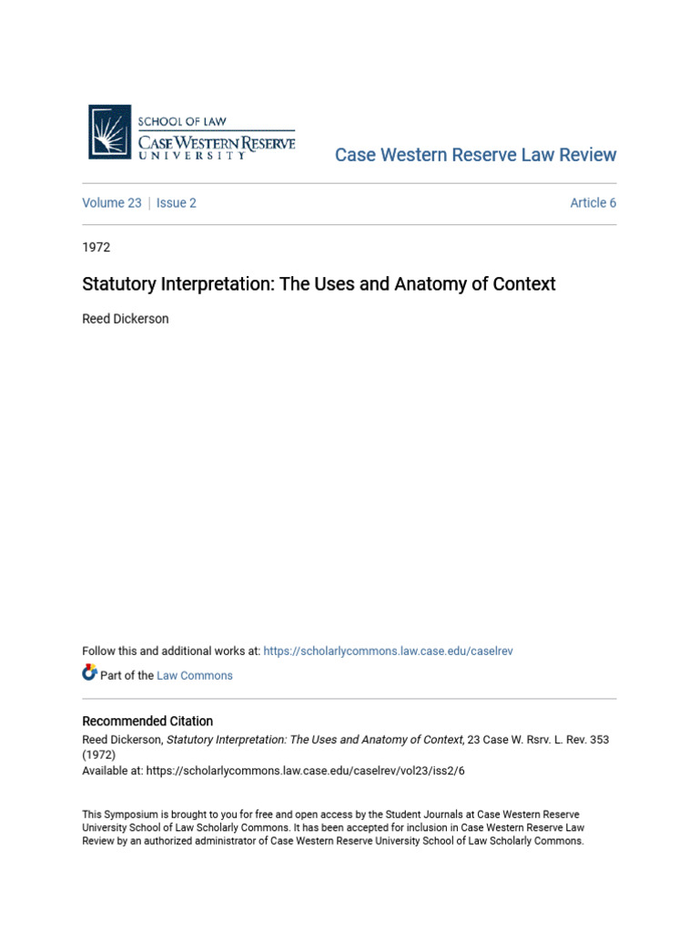 Statutory Interpretation and Context | PDF | Semantics | Statutory ...