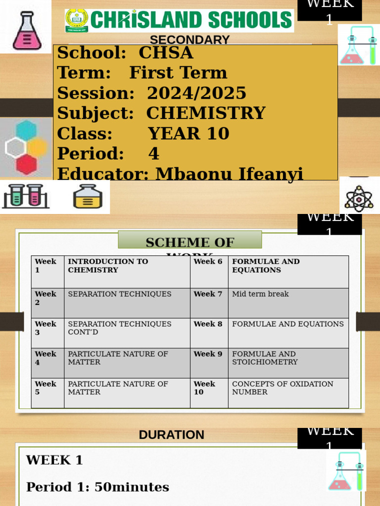 Chemistry Year 10 1st Term Mms 2024-2025 | PDF | Atoms | Ion