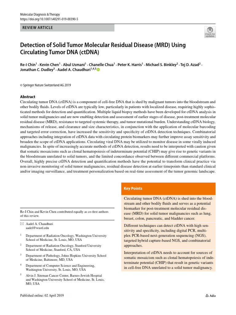 ctDNA Detection in Solid Tumors | PDF | Dna Sequencing | Polymerase ...