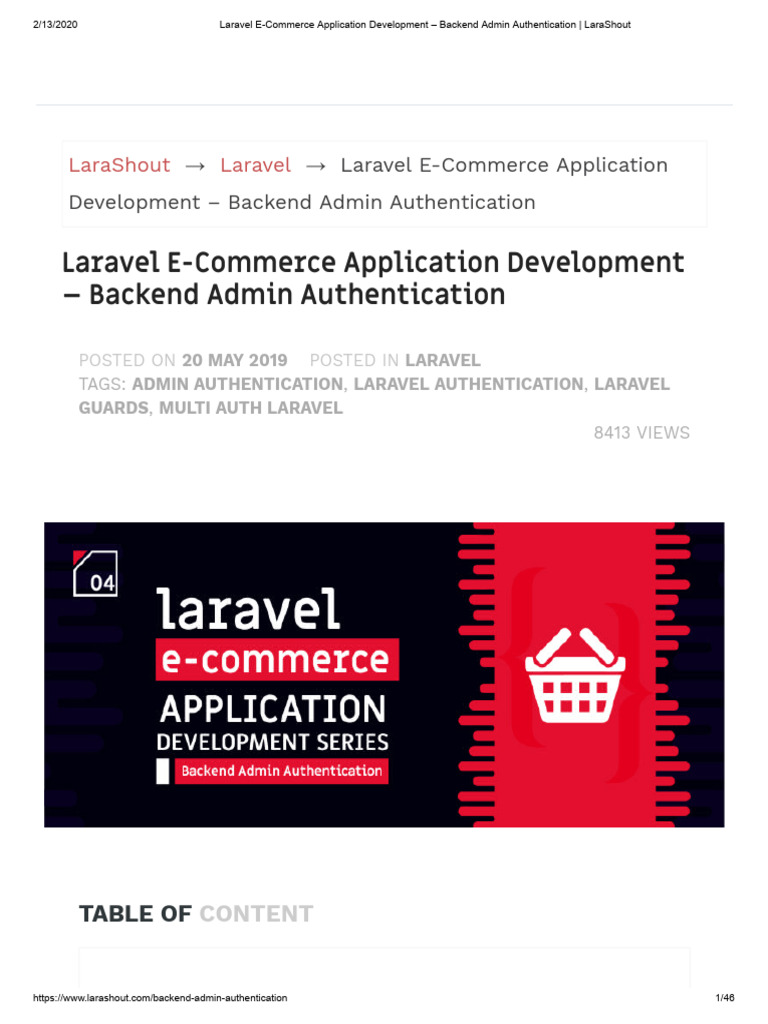 5 Laravel E-Commerce Application Development - Backend Admin Authentication - LaraShout | PDF ...