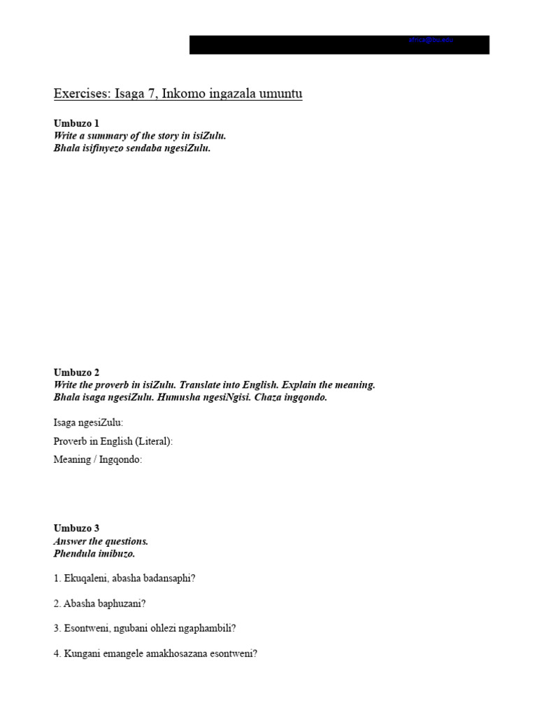 Isaga 7 Exercises | PDF | Linguistic Morphology | Syntax