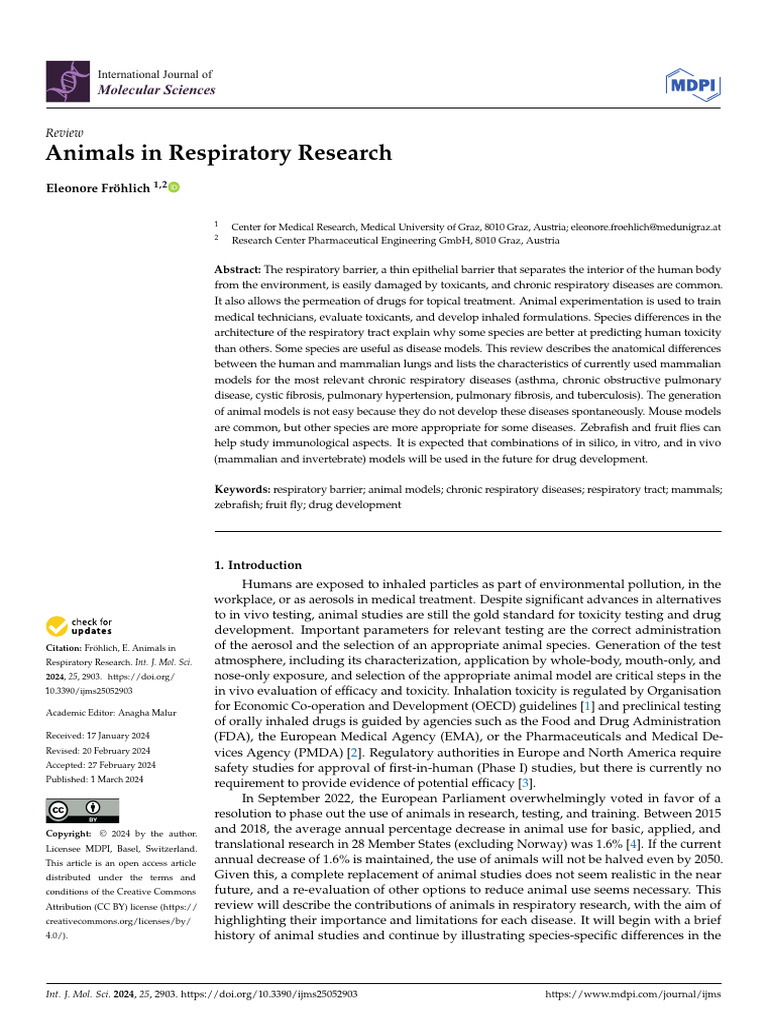 Animals in Respiratory Research | PDF | Respiratory Tract | Respiratory ...