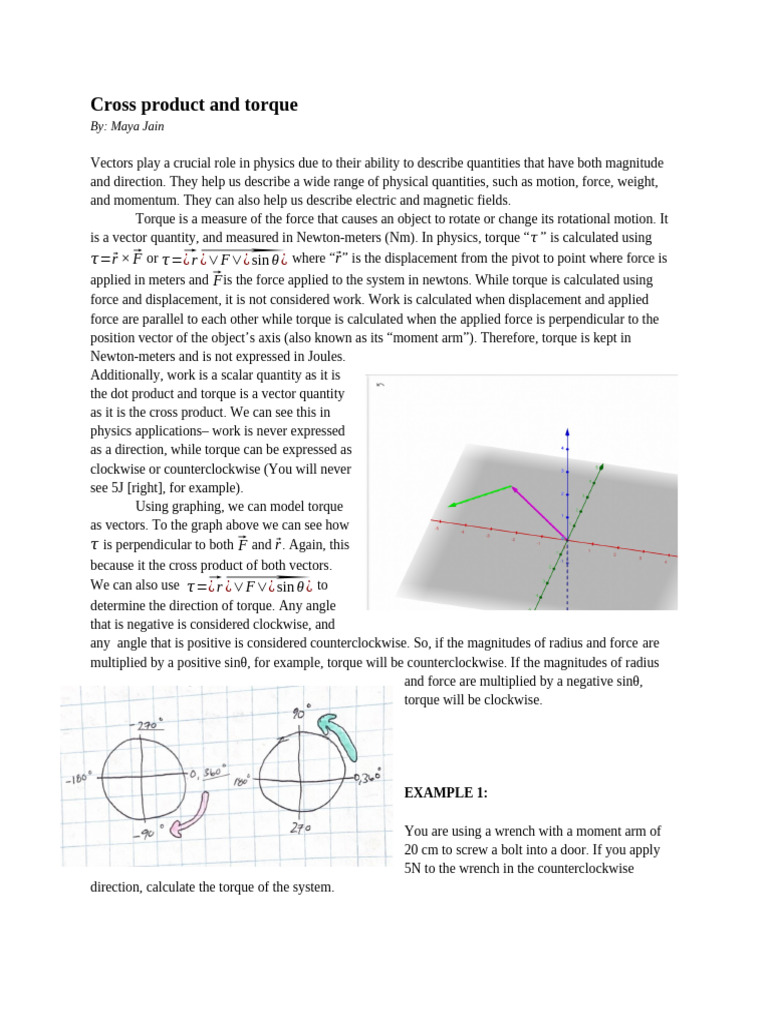 Cross Product and Torque | PDF | Torque | Force