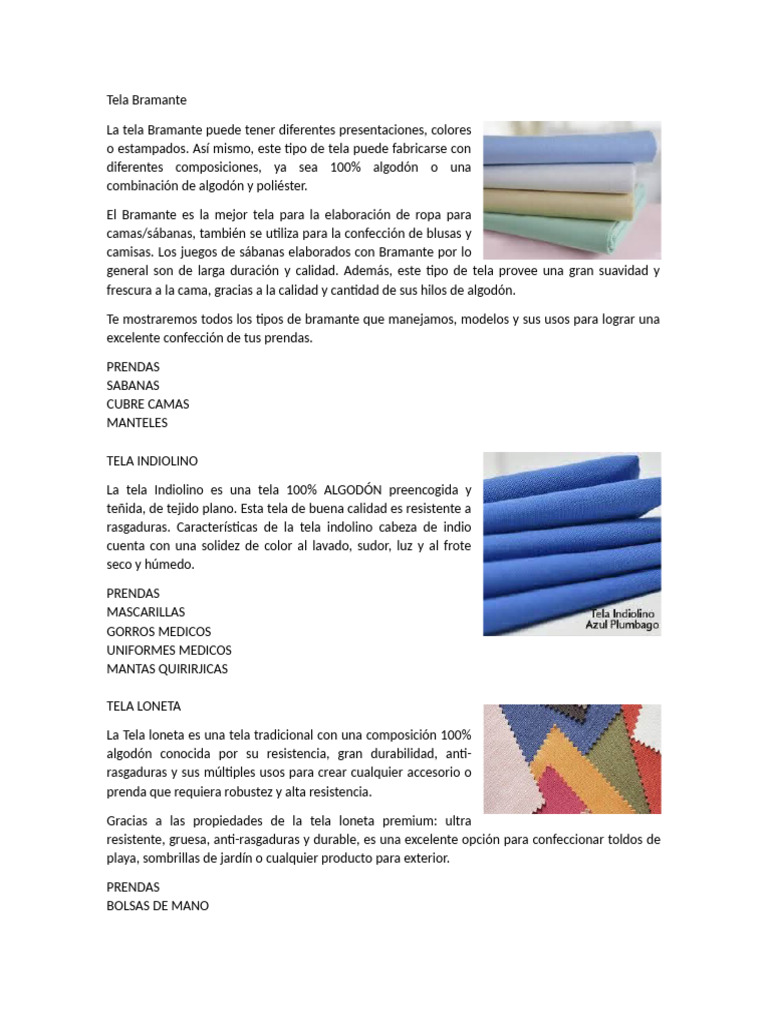 Tipos de Tela | PDF | Textiles | Ropa