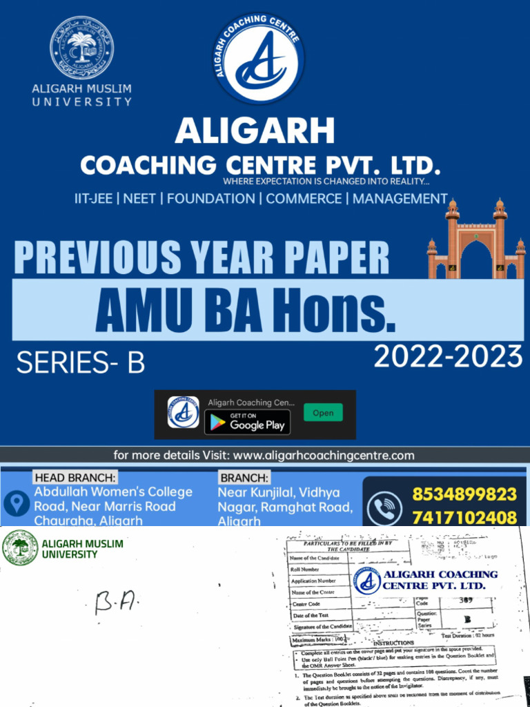 AMU BA 2022-23 Questions Paper | PDF