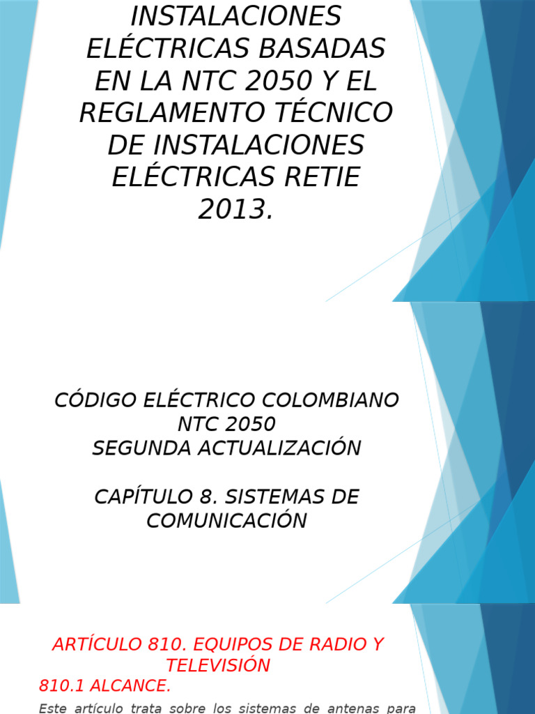 Código Eléctrico Colombiano - NTC 2050 - Exposición | PDF | Antena ...