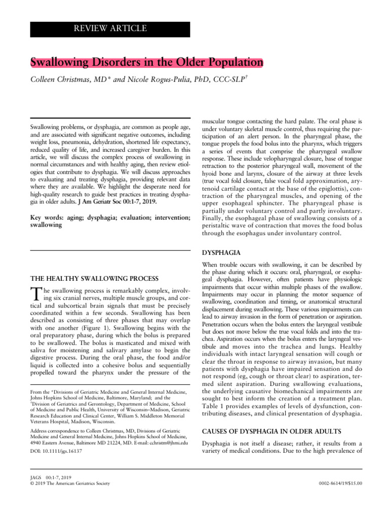 Swallowing Disorders in The Older Population | PDF | Medicine ...