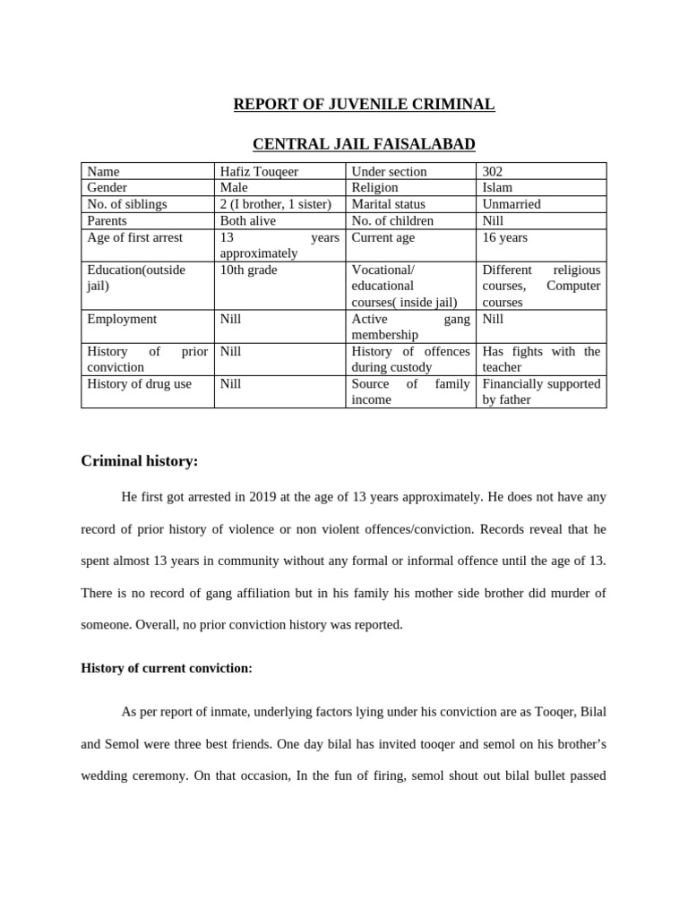 Criminal Psychology Report | PDF | Mental Disorder | Prison