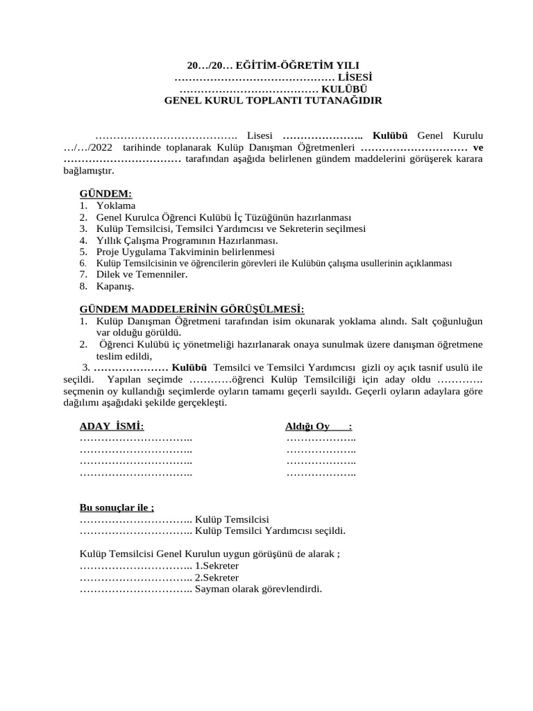 Tutanak Genel Kurul | PDF