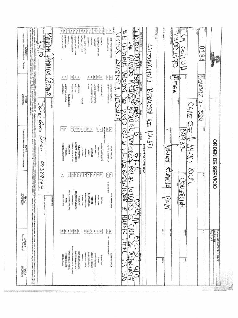 Orden de Servicio #0184 | PDF