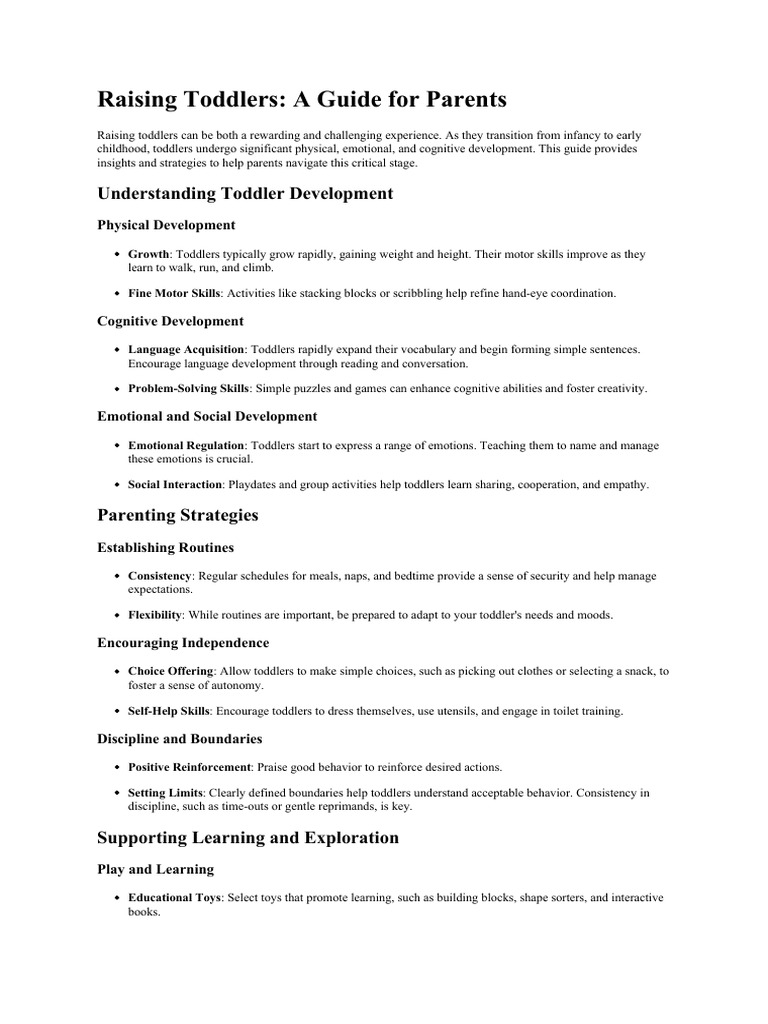 Essential Guide to Raising Toddlers | PDF | Child Development | Toddler