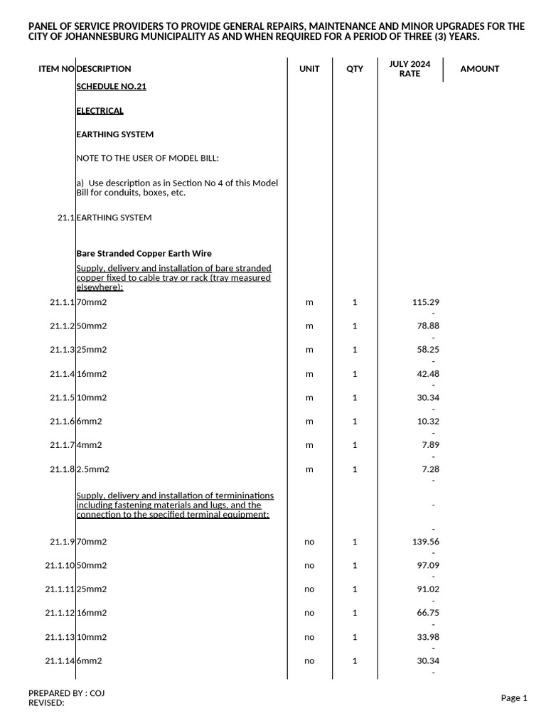 Electrical Tender Bill of Quantities | PDF | Ac Power Plugs And Sockets ...