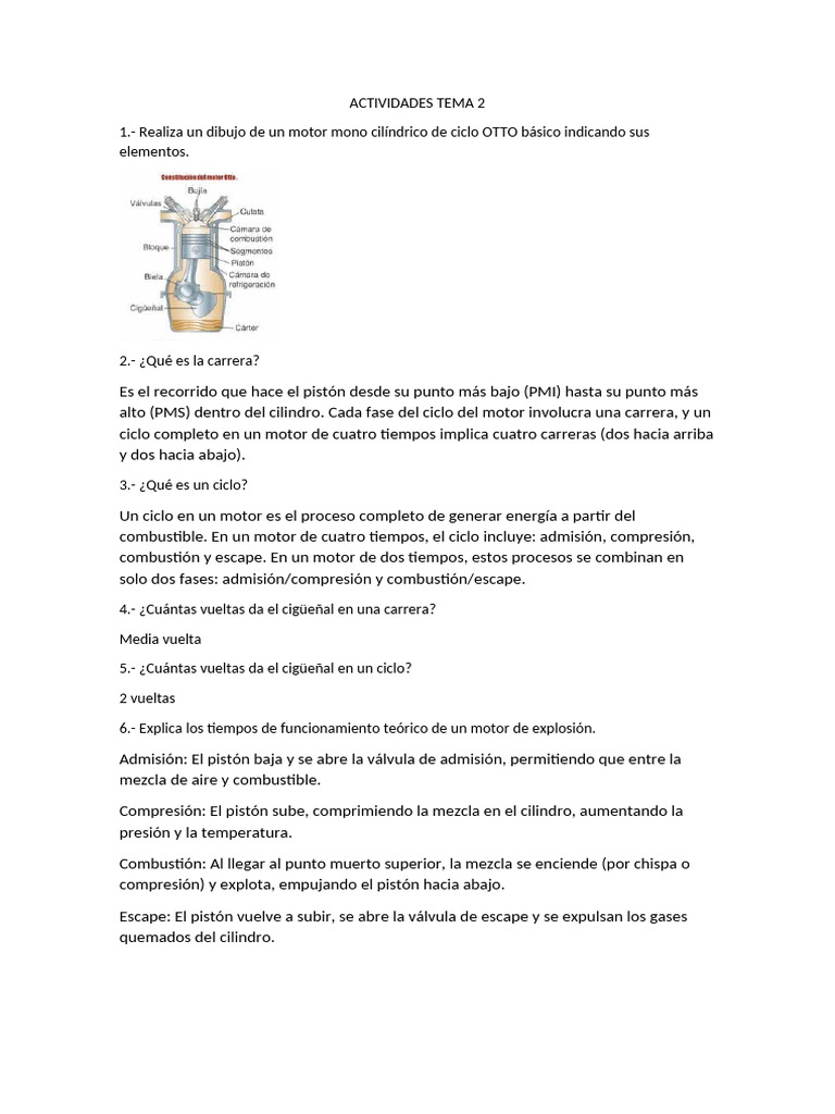 Actividades Tema 2 | PDF | Motor de combustión interna | Máquinas