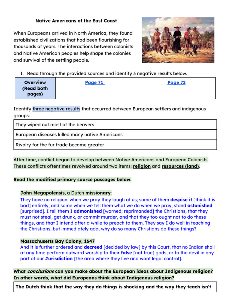 Lily Terpstra - 5. Native Americans of The East Coast | PDF ...