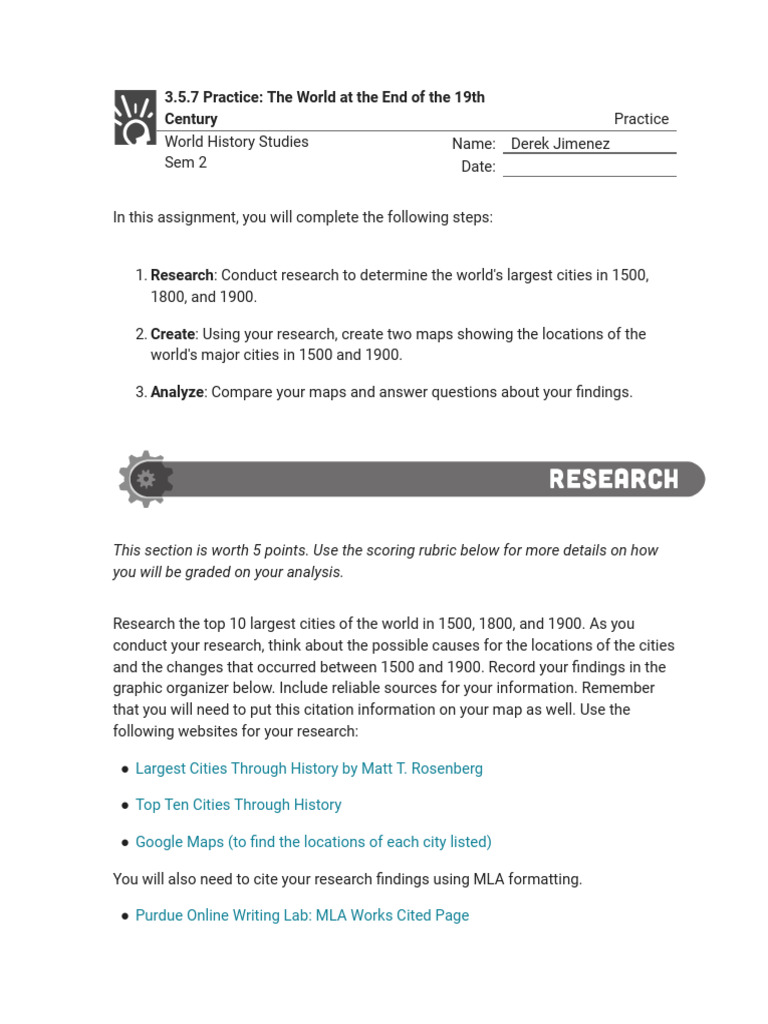 3.5.7 Practice - The World at The End of The 19th Century (Practice ...