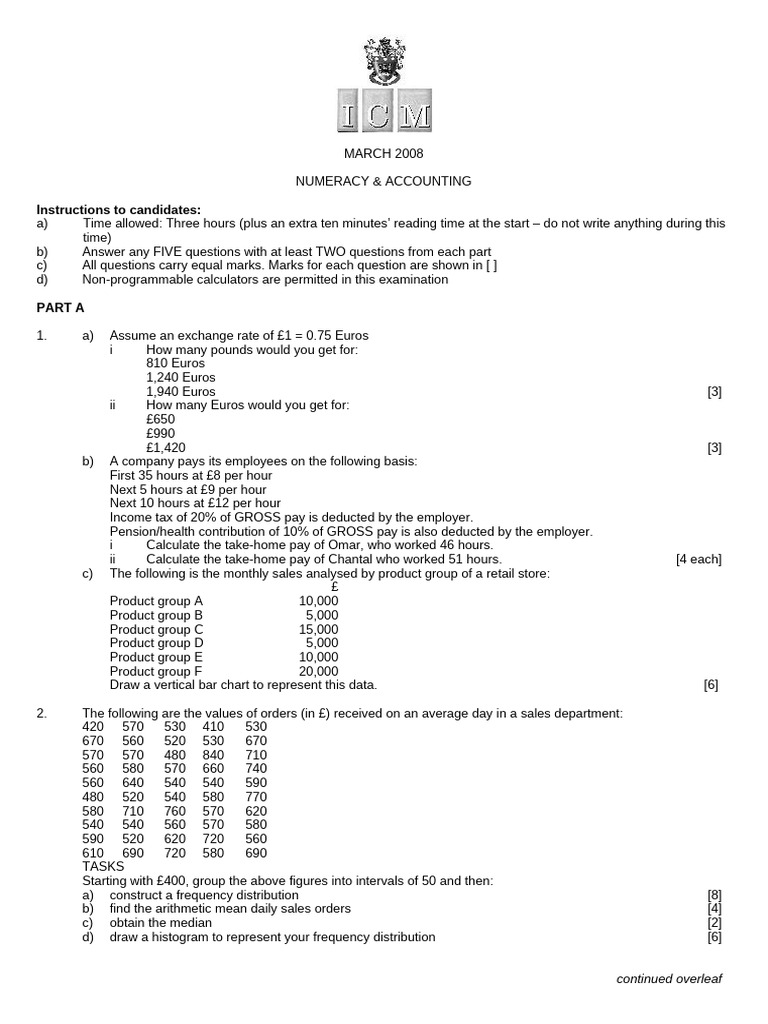Numeracy & Accounting Exam Guide | PDF | Expense | Depreciation