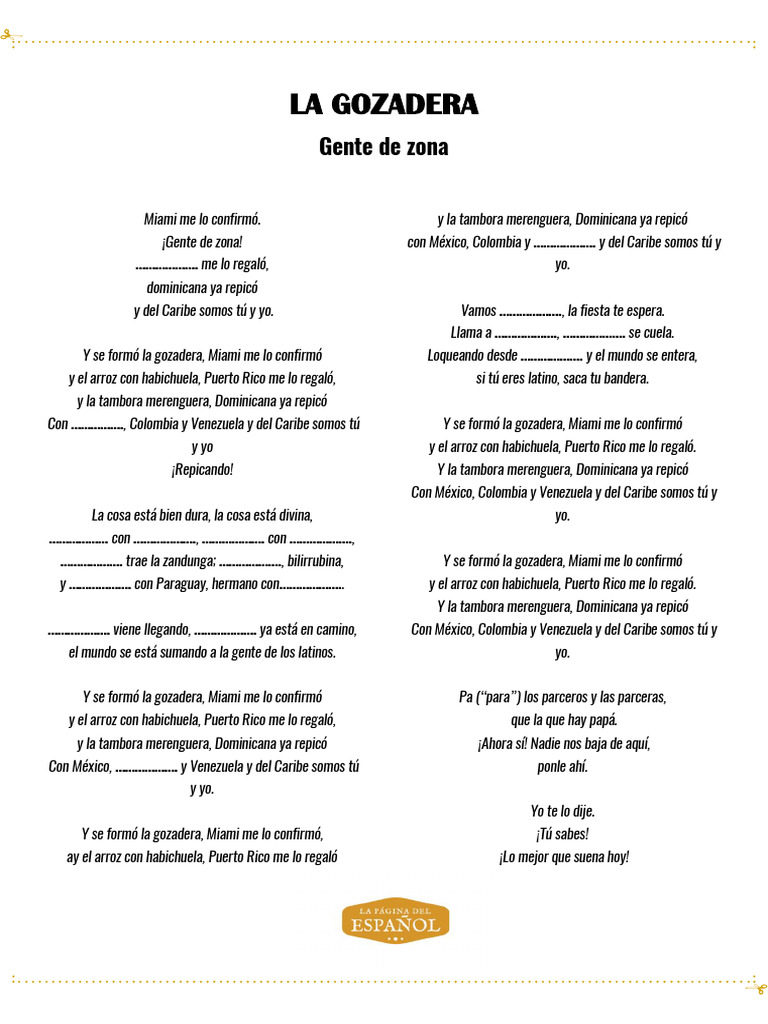 La-Gozadera - PAISES - Canciones | PDF