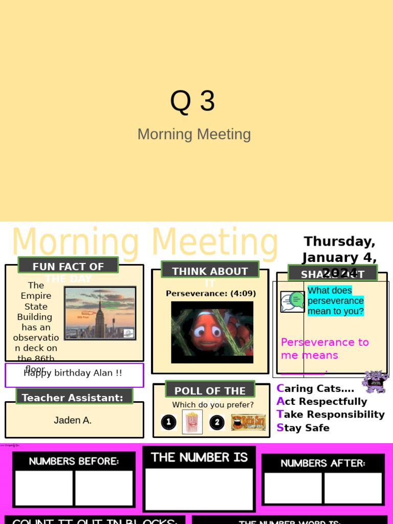 Q3 - Q4 Morning Meeting | PDF | Dr. Seuss