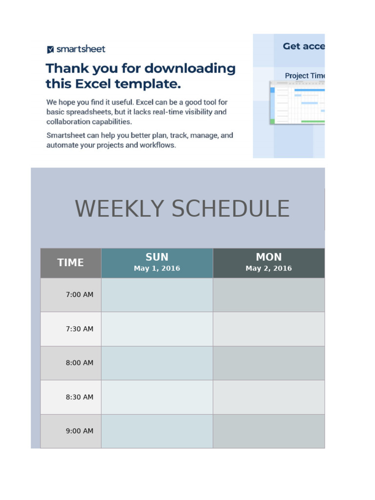 Weekly Sun-Sat Schedule Template | PDF