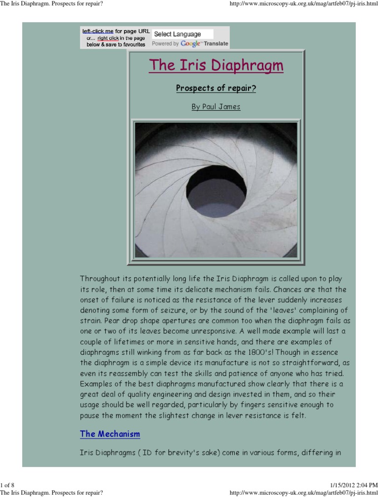 The Iris Diaphragm | Aperture | Electromagnetic Radiation