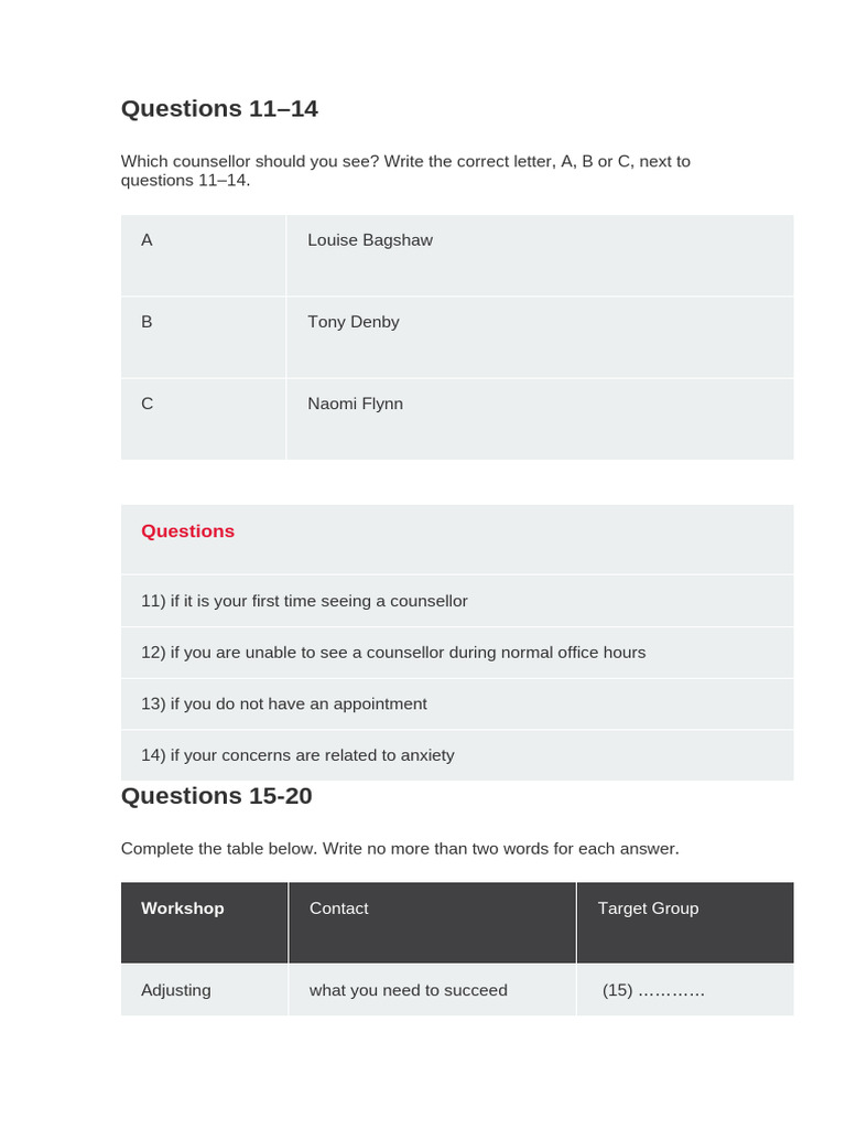 IELTS Listening - Part 2 | PDF | Career & Growth