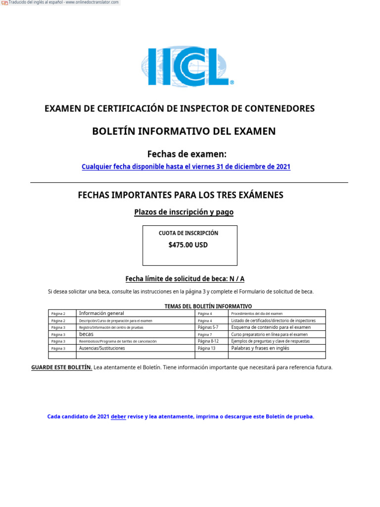 Examen de Certificación IICL 2021 | PDF | Negocios | Finanzas y dinero