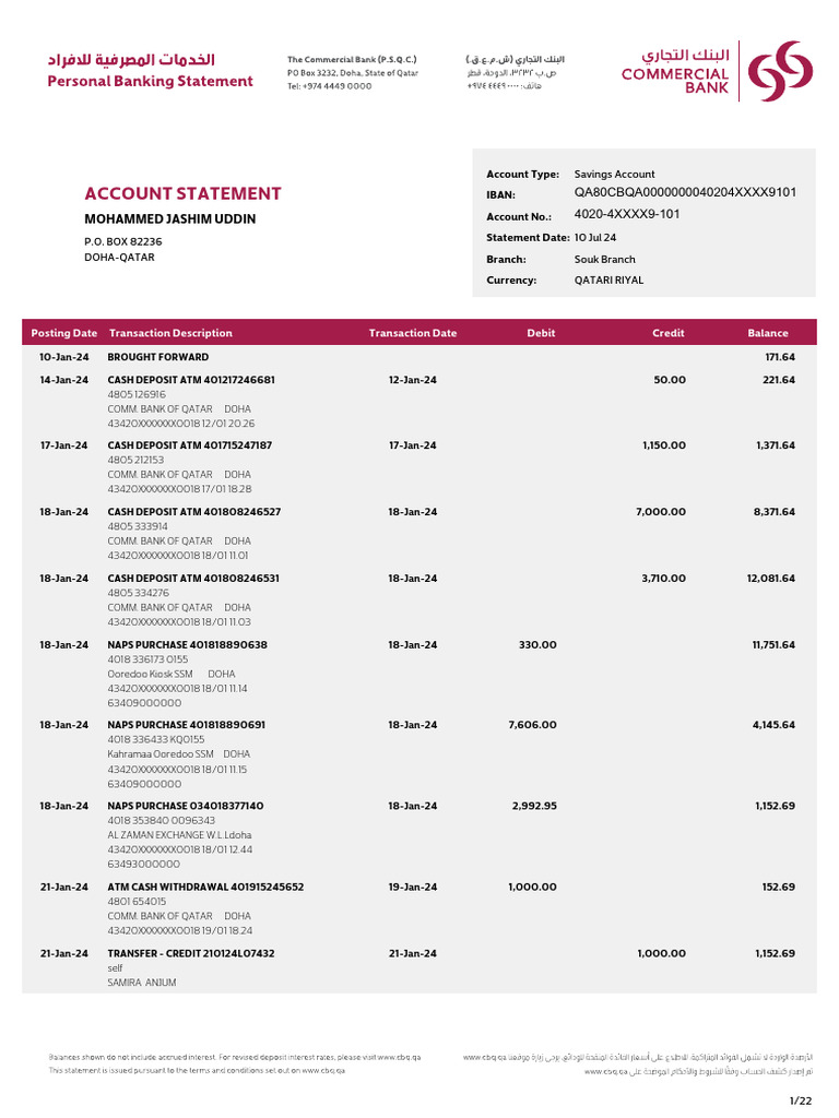 NAPS Transactions and Account Summary | PDF | Credit Card | Debit Card