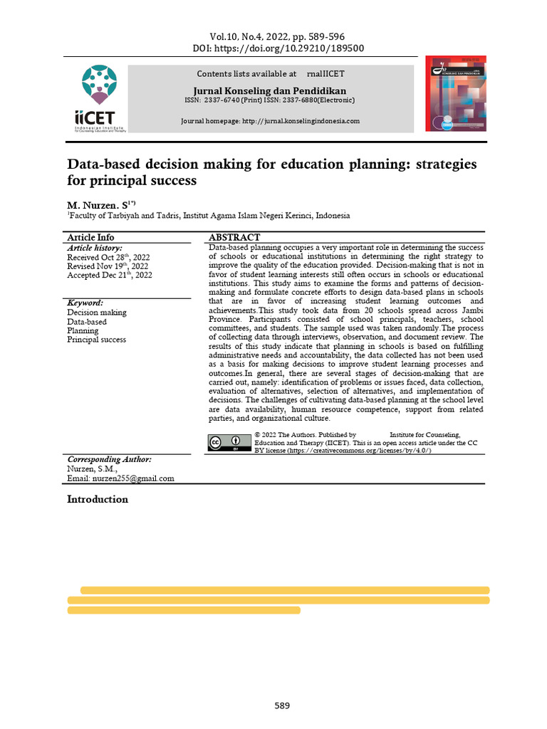 Data-Based Decision Making For Education Planning: Strategies For ...