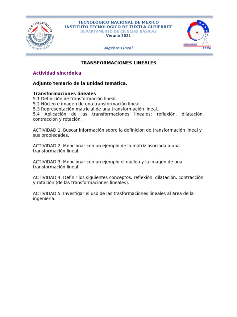 1 U5 Algebra Lineal | PDF