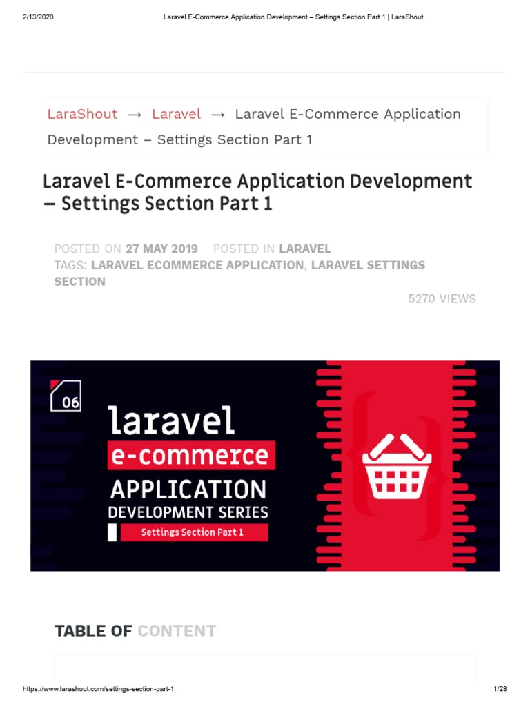 7 Laravel E-Commerce Application Development - Settings Section Part 1 - LaraShout | PDF ...