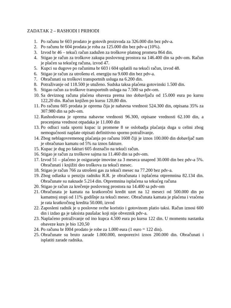 Zadatak 2 - Prihodi I Rashodi | PDF