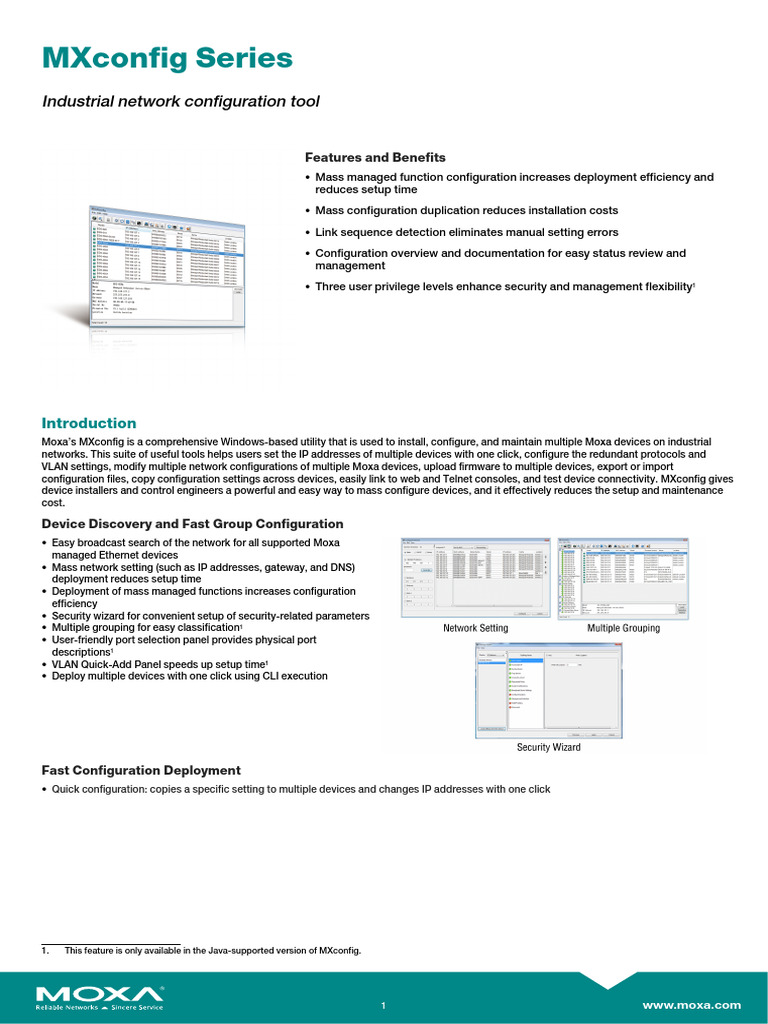 Moxa Mxconfig Series Datasheet v1.8 | PDF | Visual Cortex | Computer Network