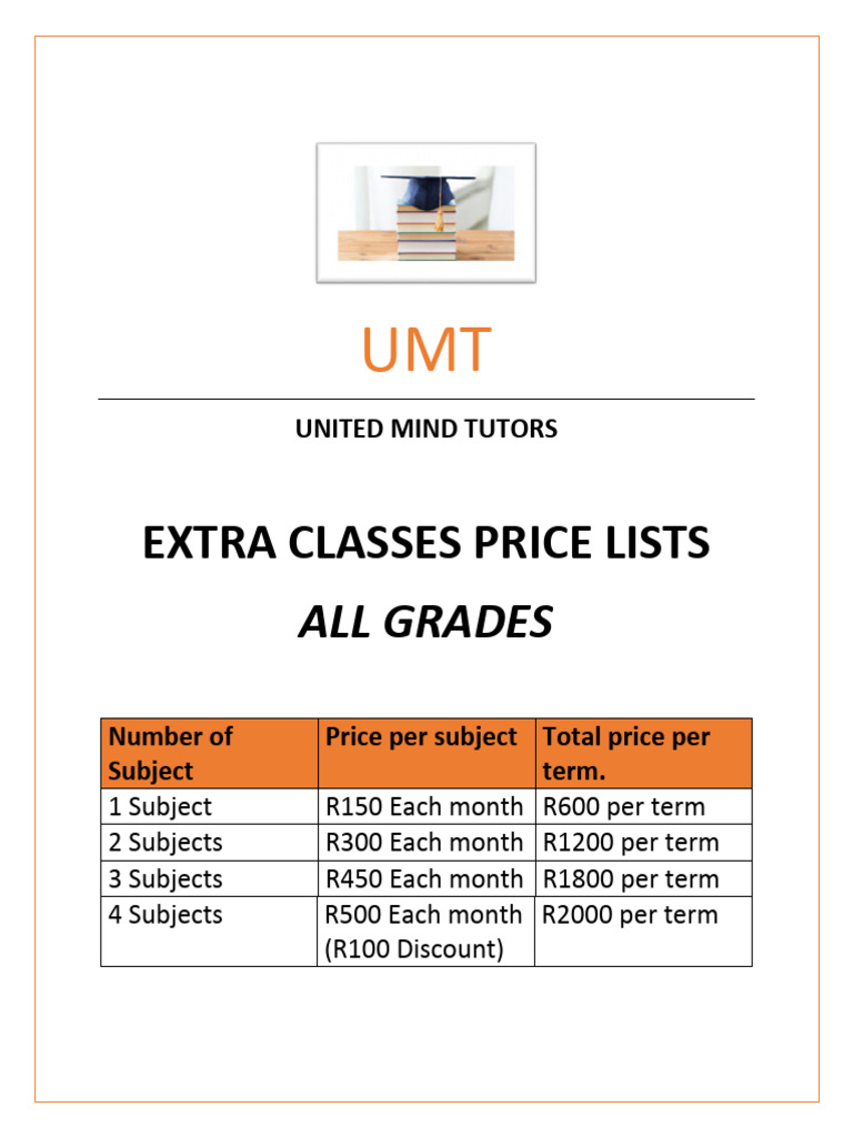 eXTRA CLASSES PRICE LISTS | PDF