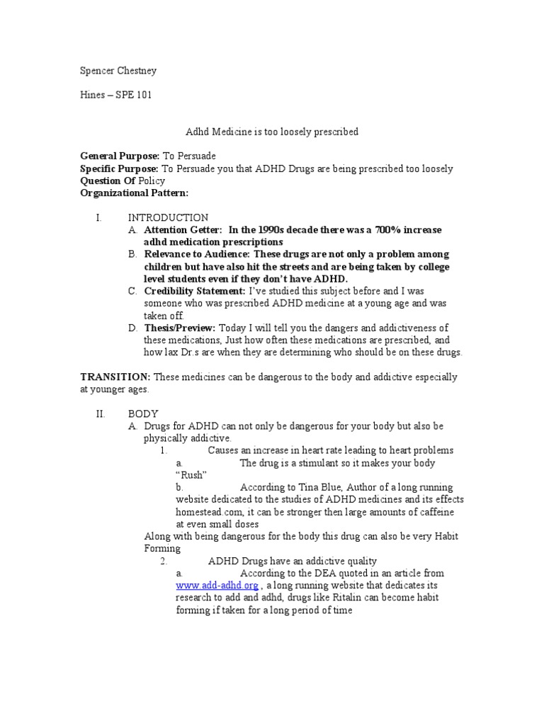 Adhd Outline | PDF | Psychoactive Drugs | Attention Deficit ...