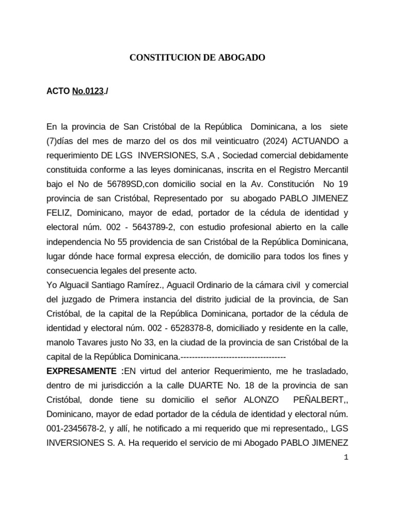 Cituacion Y Constitucion De Abogado 02 Pdf República Dominicana