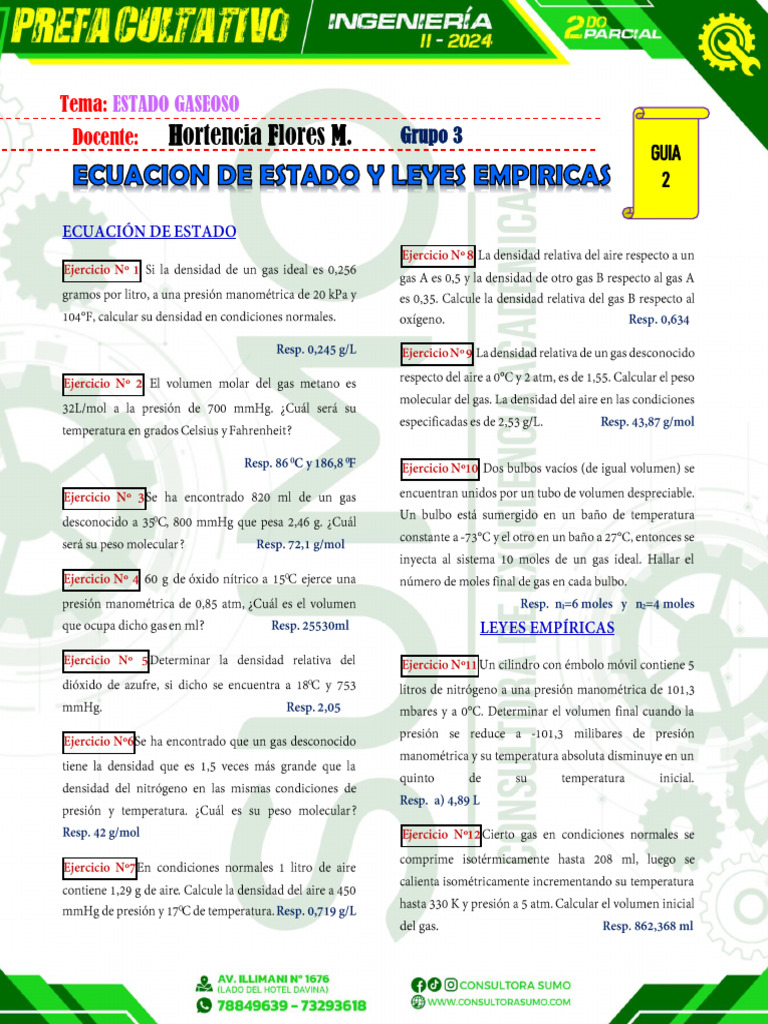 Guia 2 QMC - Ec - Estado y Leyes Empiricas | PDF