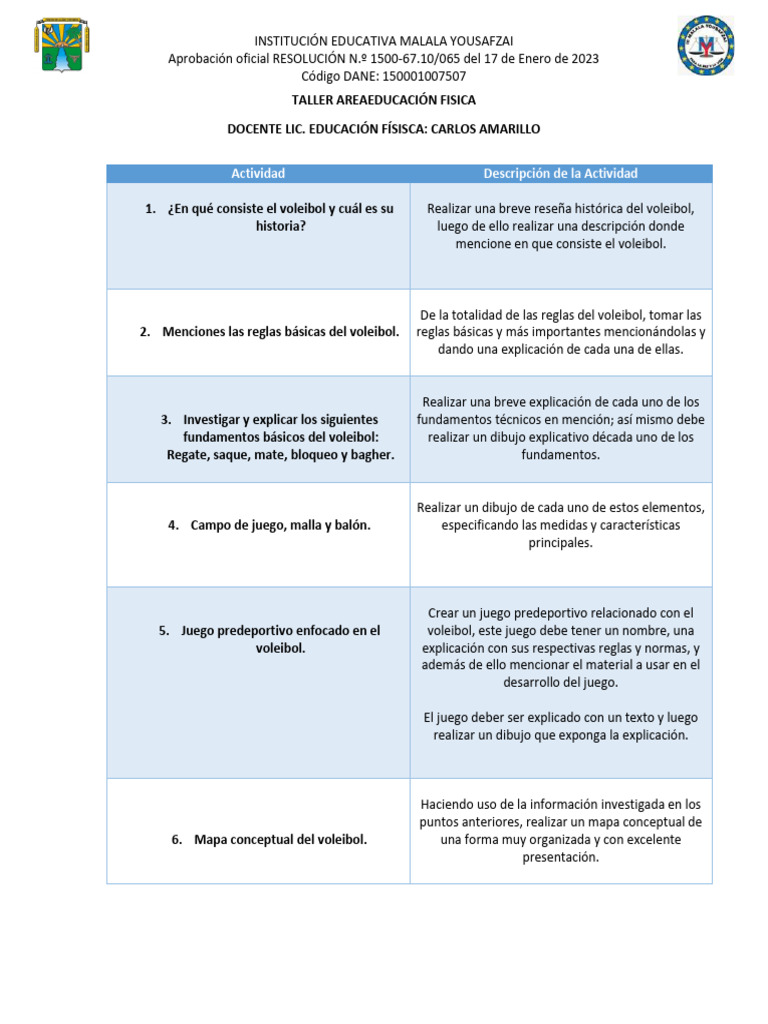 Taller Emmanuel Angulo | PDF | Vóleibol