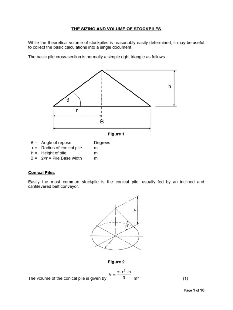 Conical Pile Volume Calculations | PDF | Elementary Geometry ...
