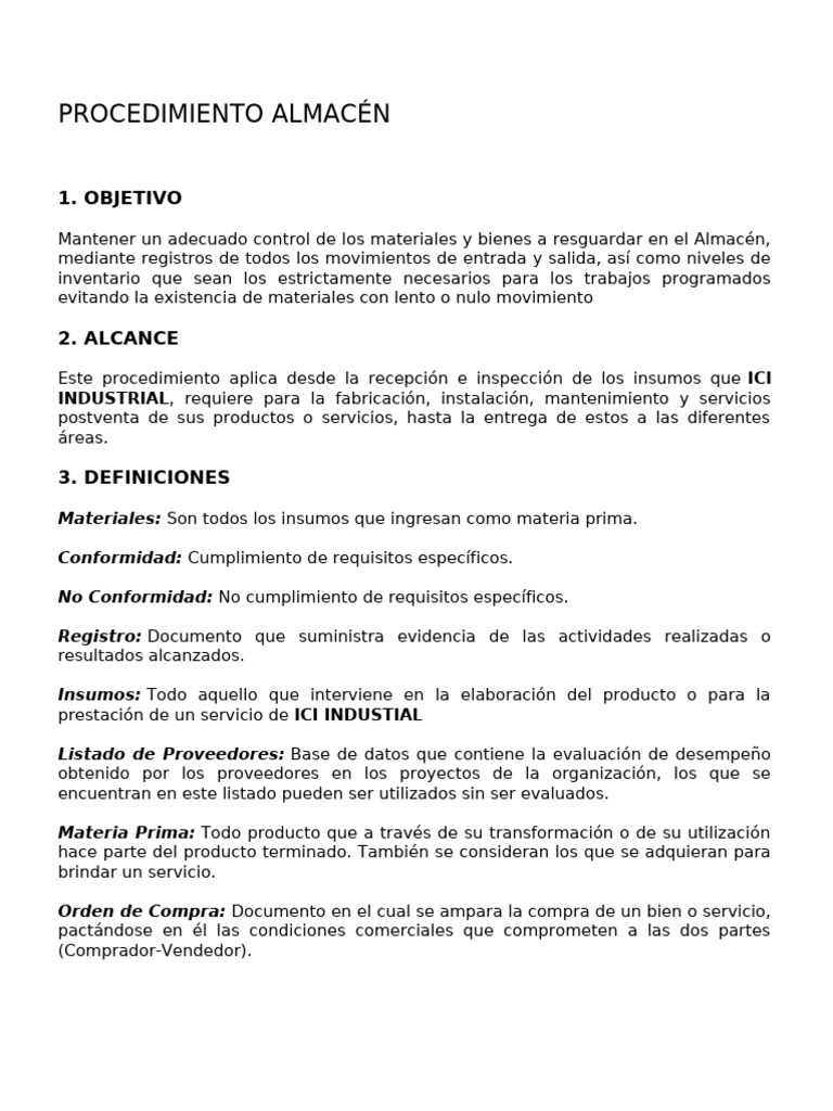 Gestión de Almacén en ICI Industrial | PDF