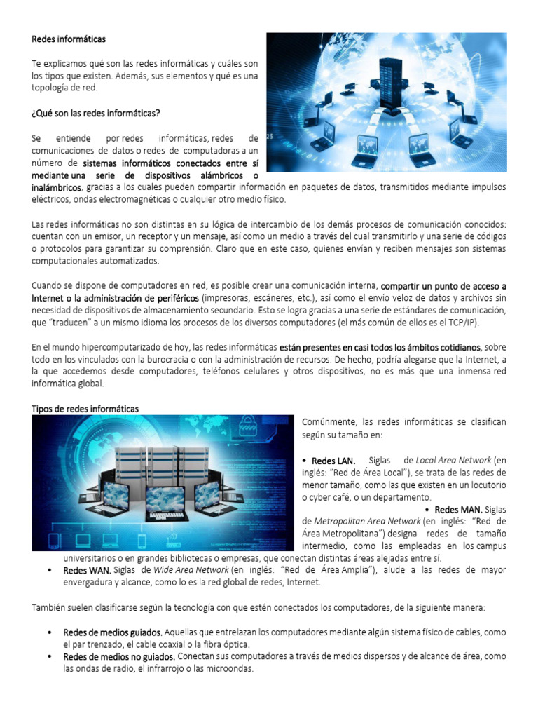 Redes Informáticas | PDF | Red de computadoras | Telecomunicaciones